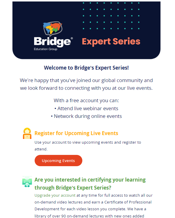 How do I register for an Expert Series Webinar?